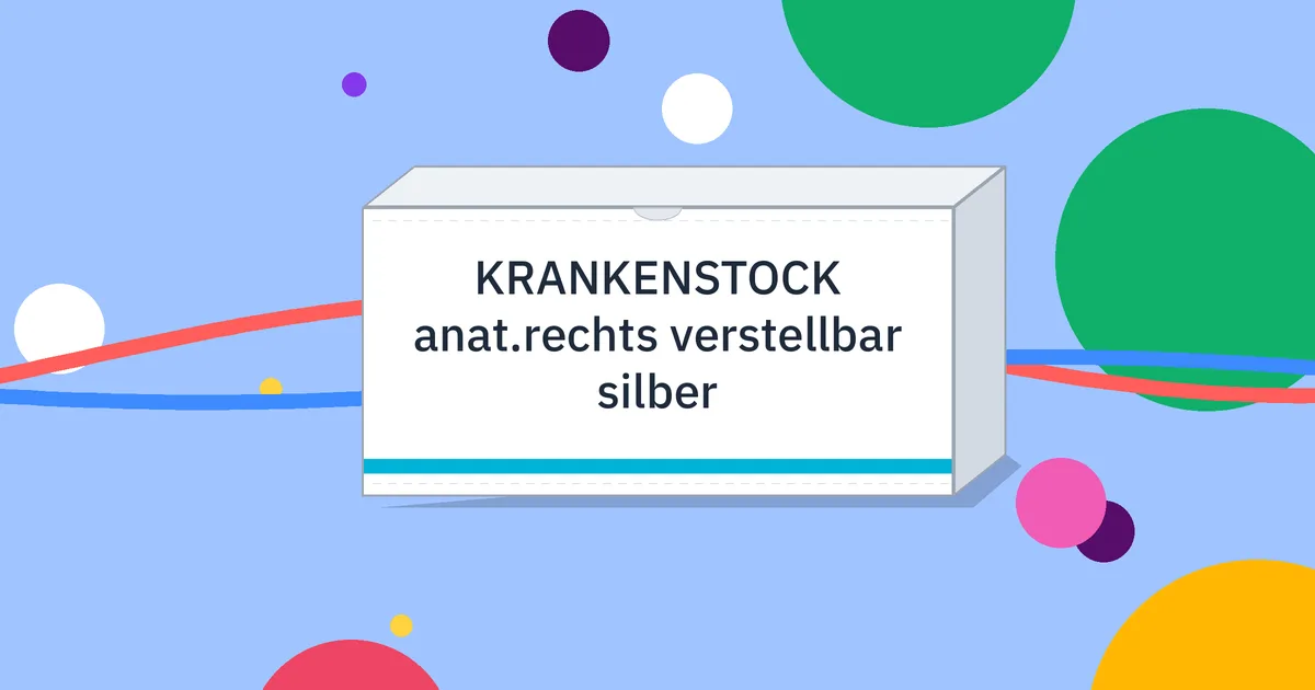 Symbolbild: Packung mit der Aufschrift KRANKENSTOCK anat.rechts verstellbar silber (PZN 03375746) – Verfügbarkeit und Bezug in Apotheken in Frankfurt am Main