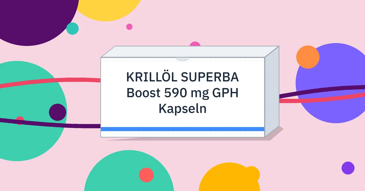 Symbolbild: Packung mit der Aufschrift KRILLÖL SUPERBA Boost 590 mg GPH Kapseln (PZN 20890993) – Verfügbarkeit und Bezug in Apotheken in Frankfurt am Main