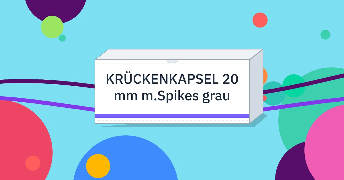 Symbolbild: Packung mit der Aufschrift KRÜCKENKAPSEL 20 mm m.Spikes grau (PZN 00254077) – Verfügbarkeit und Bezug in Apotheken in Frankfurt am Main