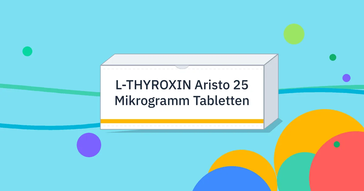 Symbolbild: Packung mit der Aufschrift L-THYROXIN Aristo 25 Mikrogramm Tabletten (PZN 01879394) – Verfügbarkeit und Bezug in Apotheken in Frankfurt am Main