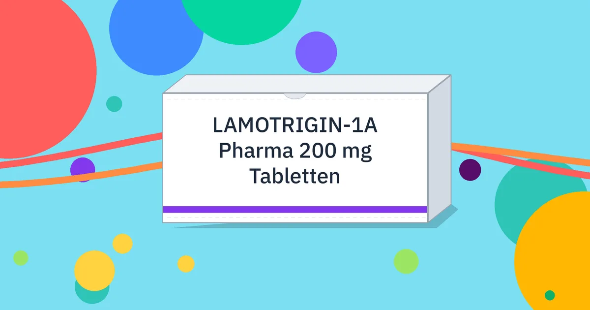 Symbolbild: Packung mit der Aufschrift LAMOTRIGIN-1A Pharma 200 mg Tabletten (PZN 01030204) – Verfügbarkeit und Bezug in Apotheken in Frankfurt am Main