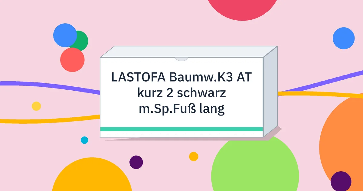 Symbolbild: Packung mit der Aufschrift LASTOFA Baumw.K3 AT kurz 2 schwarz m.Sp.Fuß lang (PZN 01958403) – Verfügbarkeit und Bezug in Apotheken in Frankfurt am Main