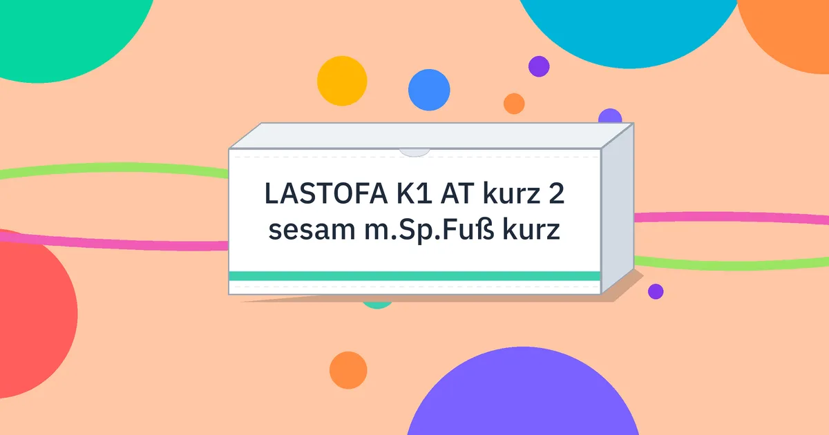 Symbolbild: Packung mit der Aufschrift LASTOFA K1 AT kurz 2 sesam m.Sp.Fuß kurz (PZN 13795596) – Verfügbarkeit und Bezug in Apotheken in Frankfurt am Main