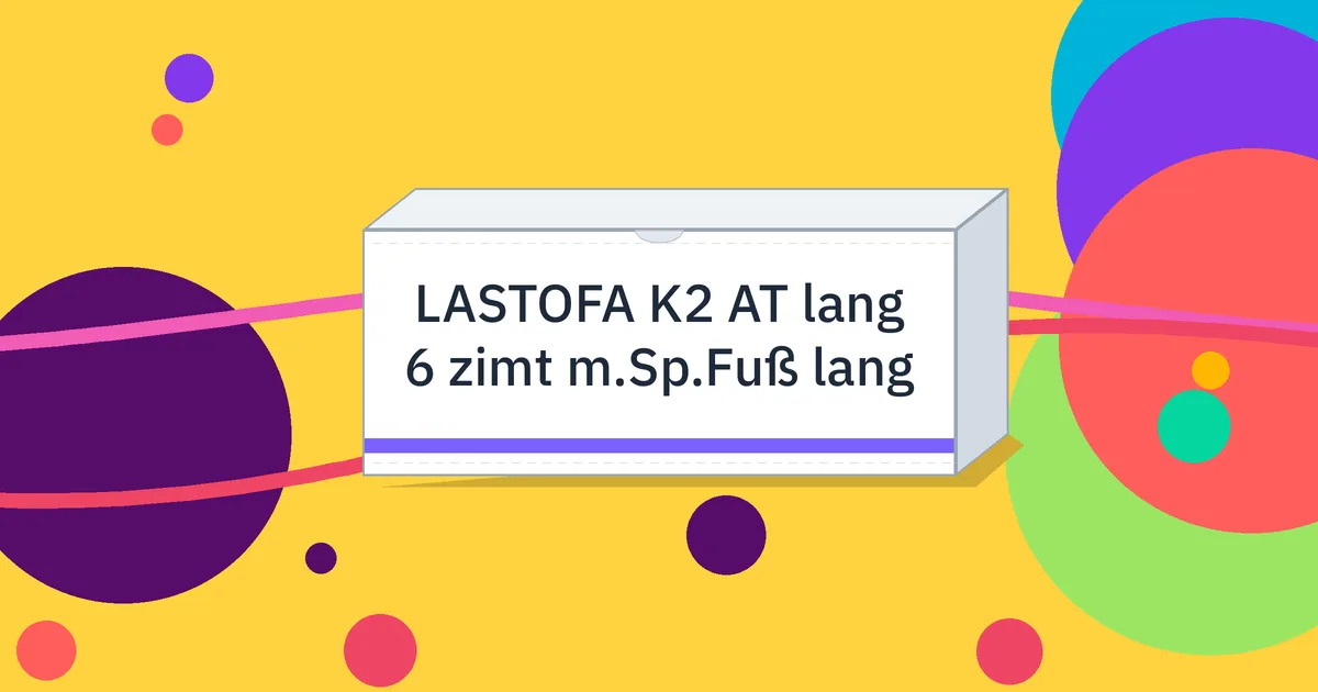 Symbolbild: Packung mit der Aufschrift LASTOFA K2 AT lang 6 zimt m.Sp.Fuß lang (PZN 13810048) – Verfügbarkeit und Bezug in Apotheken in Frankfurt am Main