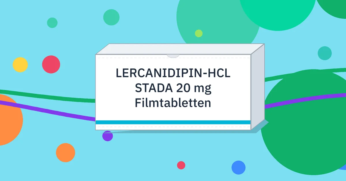 Symbolbild: Packung mit der Aufschrift LERCANIDIPIN-HCL STADA 20 mg Filmtabletten (PZN 06120745) – Verfügbarkeit und Bezug in Apotheken in Frankfurt am Main