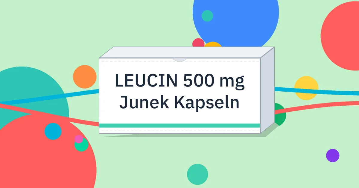 Symbolbild: Packung mit der Aufschrift LEUCIN 500 mg Junek Kapseln (PZN 00134485) – Verfügbarkeit und Bezug in Apotheken in Frankfurt am Main