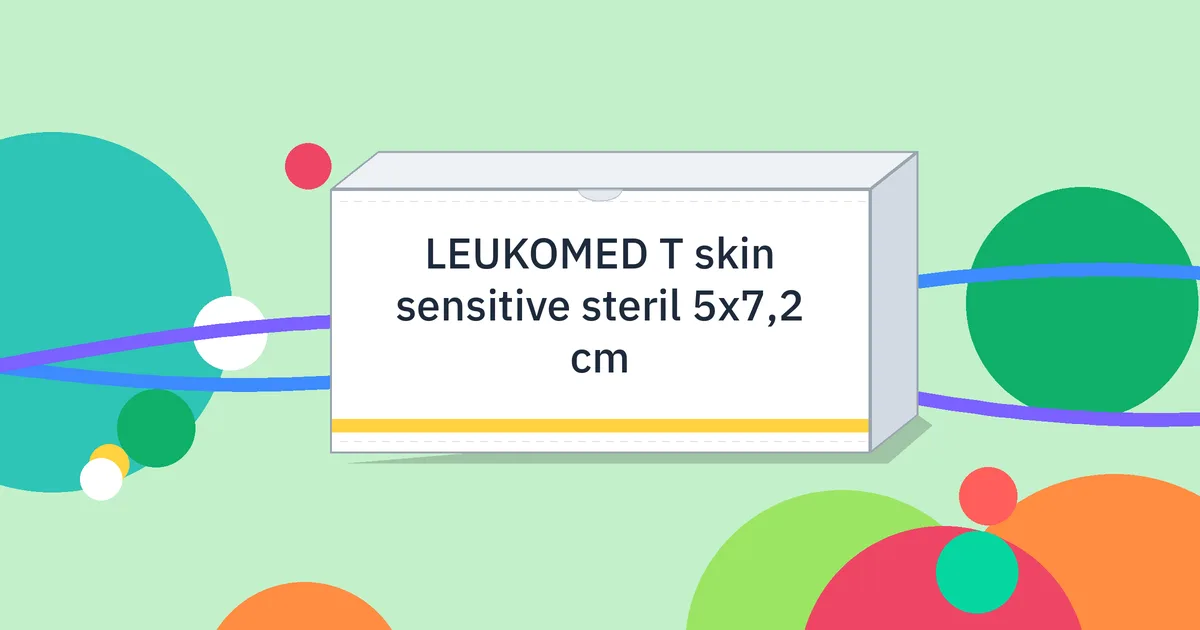 Symbolbild: Packung mit der Aufschrift LEUKOMED T skin sensitive steril 5x7,2 cm (PZN 15862925) – Verfügbarkeit und Bezug in Apotheken in Frankfurt am Main