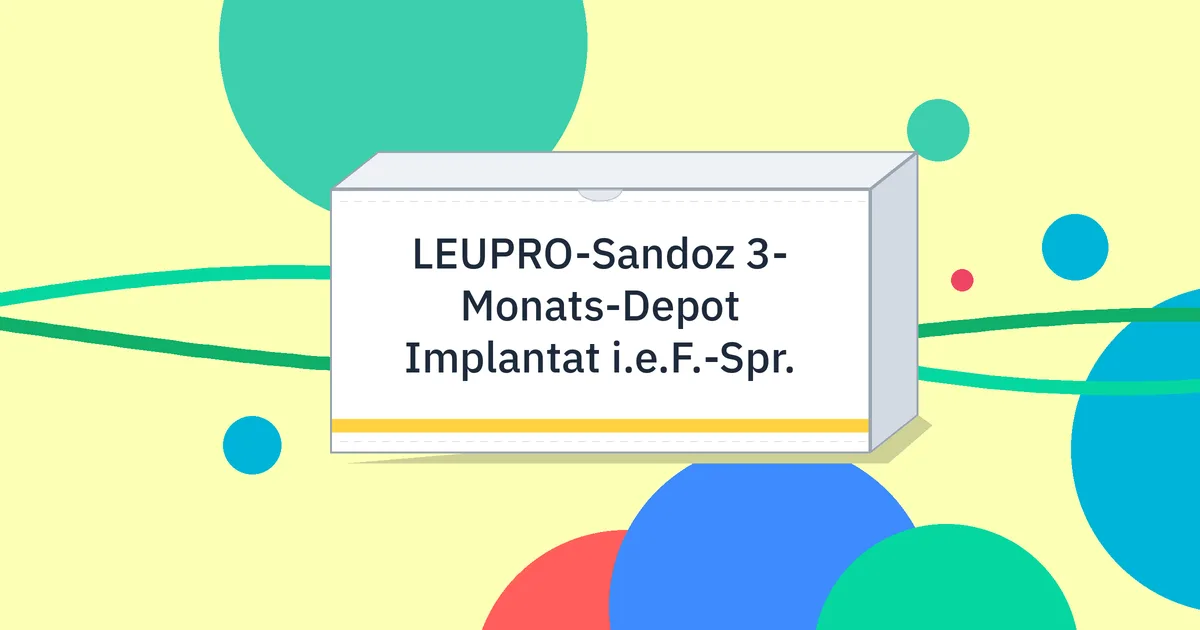 Symbolbild: Packung mit der Aufschrift LEUPRO-Sandoz 3-Monats-Depot Implantat i.e.F.-Spr. (PZN 17185481) – Verfügbarkeit und Bezug in Apotheken in Frankfurt am Main