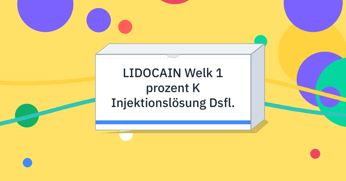 Symbolbild: Packung mit der Aufschrift LIDOCAIN Welk 1 prozent K Injektionslösung Dsfl. (PZN 03528977) – Verfügbarkeit und Bezug in Apotheken in Frankfurt am Main