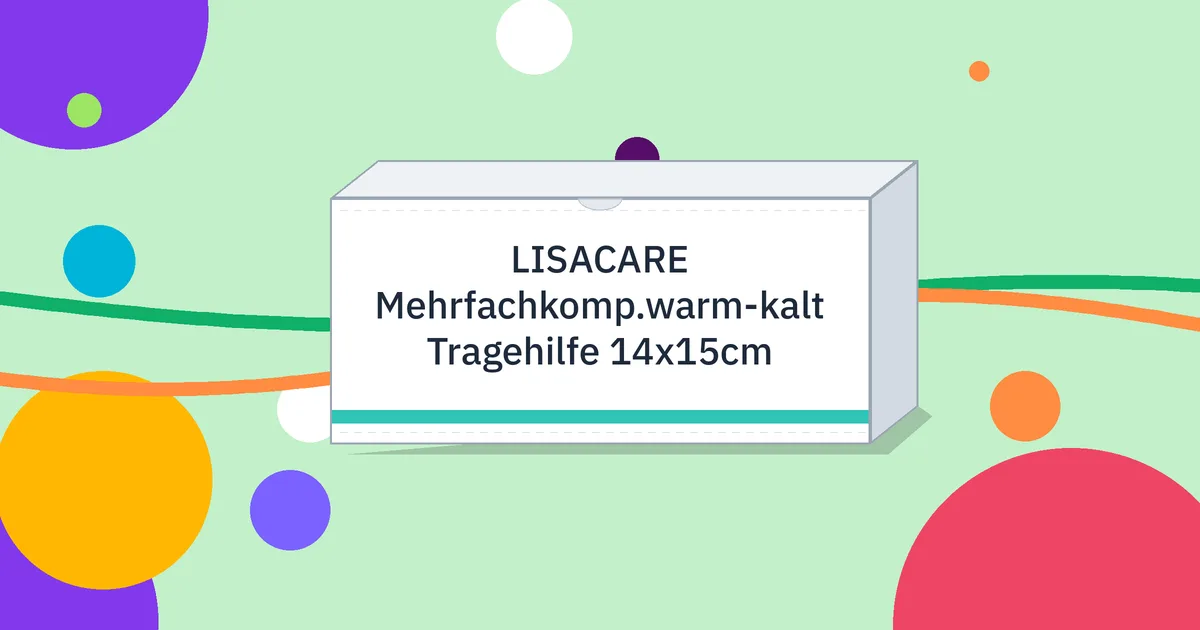 Symbolbild: Packung mit der Aufschrift LISACARE Mehrfachkomp.warm-kalt Tragehilfe 14x15cm (PZN 19821840) – Verfügbarkeit und Bezug in Apotheken in Frankfurt am Main
