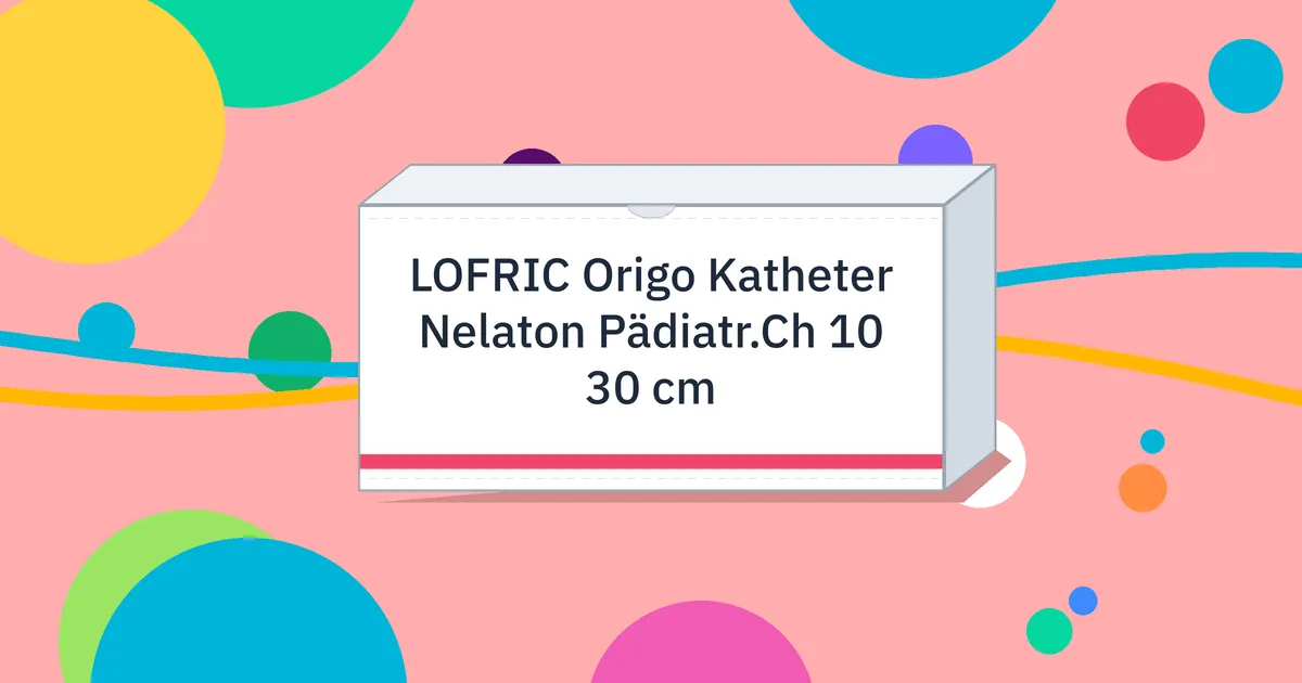 Symbolbild: Packung mit der Aufschrift LOFRIC Origo Katheter Nelaton Pädiatr.Ch 10 30 cm (PZN 16671771) – Verfügbarkeit und Bezug in Apotheken in Frankfurt am Main
