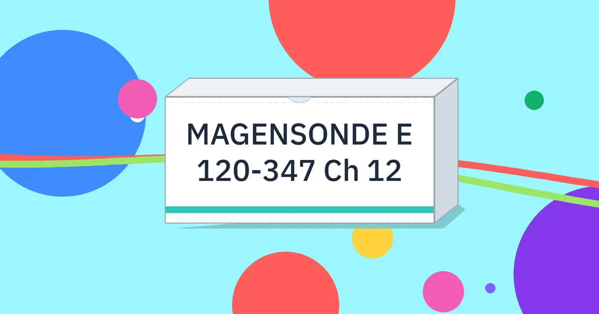 Symbolbild: Packung mit der Aufschrift MAGENSONDE E 120-347 Ch 12 (PZN 02442400) – Verfügbarkeit und Bezug in Apotheken in Frankfurt am Main