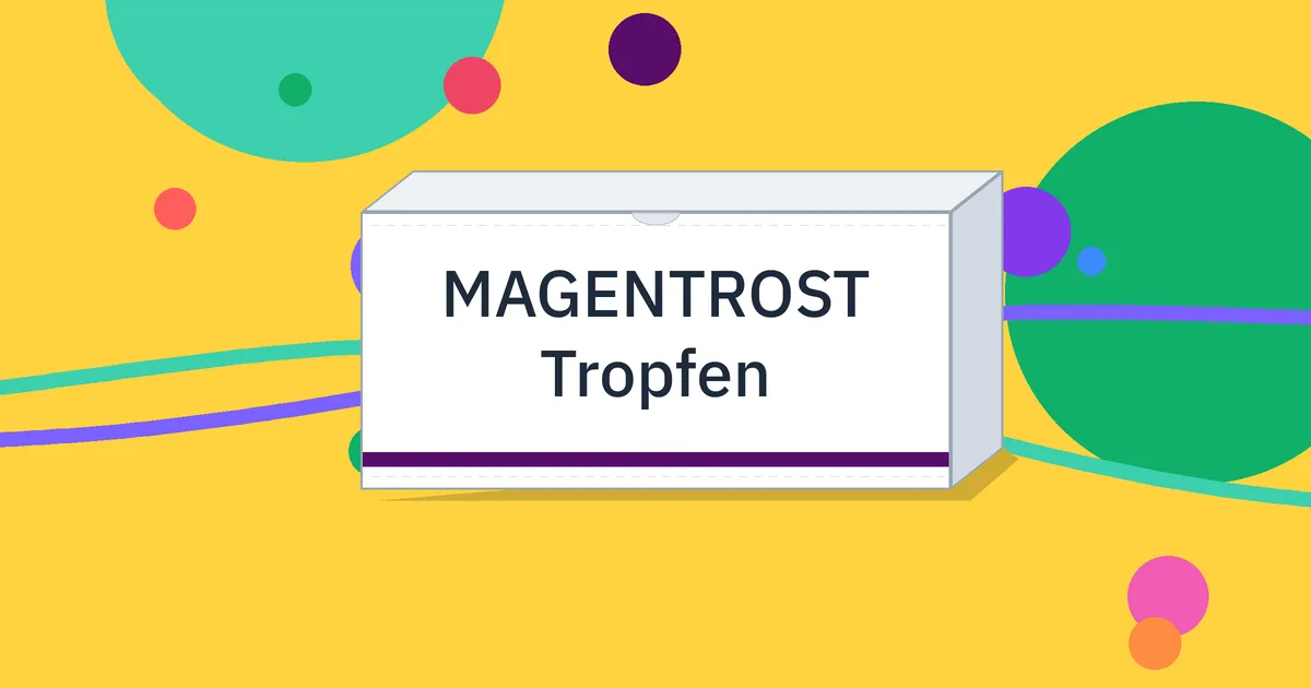Symbolbild: Packung mit der Aufschrift MAGENTROST Tropfen (PZN 10556081) – Verfügbarkeit und Bezug in Apotheken in Frankfurt am Main