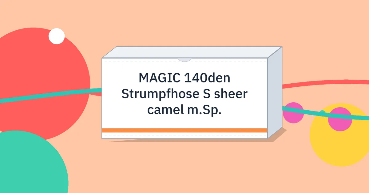 Symbolbild: Packung mit der Aufschrift MAGIC 140den Strumpfhose S sheer camel m.Sp. (PZN 16182173) – Verfügbarkeit und Bezug in Apotheken in Frankfurt am Main