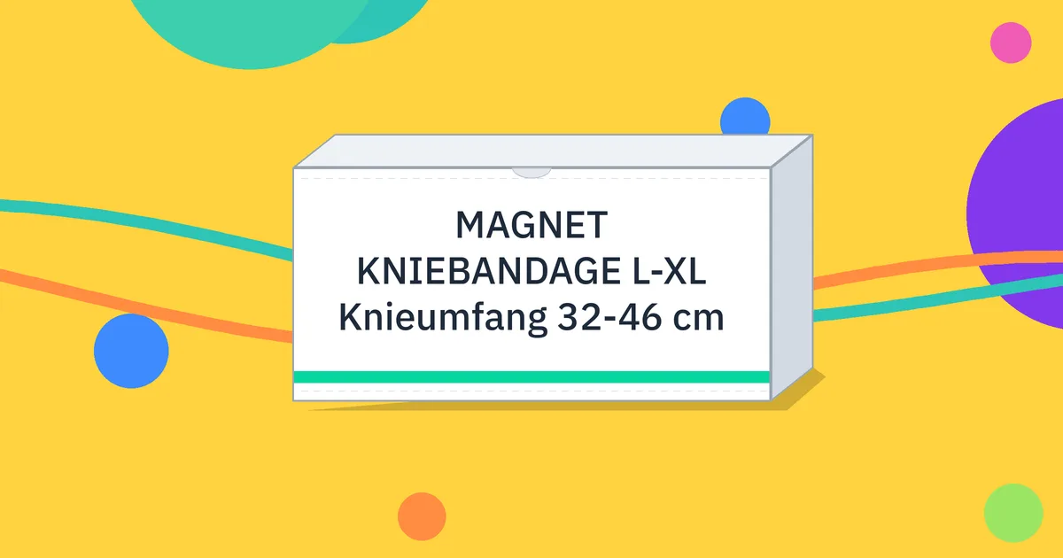 Symbolbild: Packung mit der Aufschrift MAGNET KNIEBANDAGE L-XL Knieumfang 32-46 cm (PZN 05548375) – Verfügbarkeit und Bezug in Apotheken in Frankfurt am Main