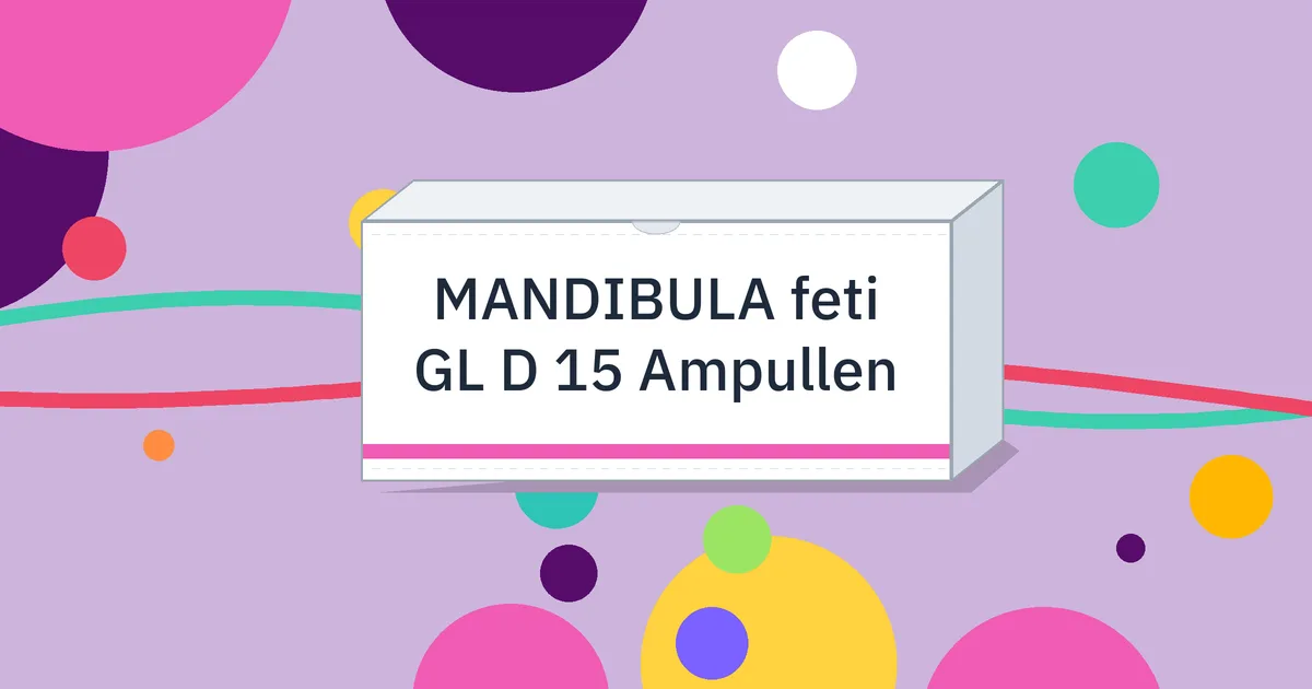 Symbolbild: Packung mit der Aufschrift MANDIBULA feti GL D 15 Ampullen (PZN 02934296) – Verfügbarkeit und Bezug in Apotheken in Frankfurt am Main