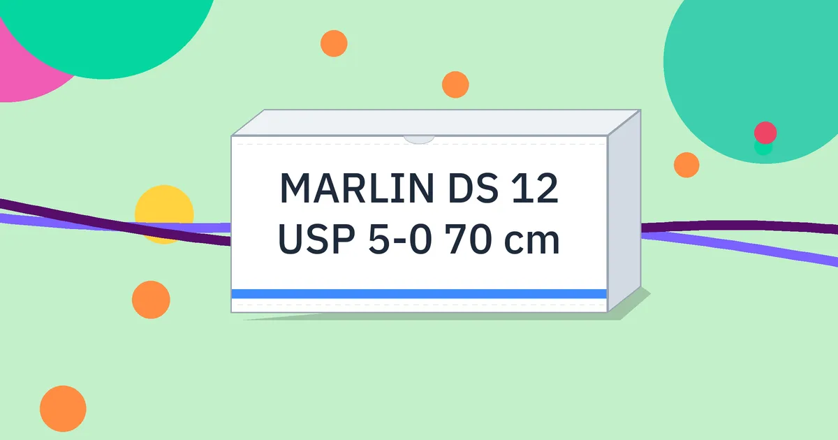 Symbolbild: Packung mit der Aufschrift MARLIN DS 12 USP 5-0 70 cm (PZN 07327690) – Verfügbarkeit und Bezug in Apotheken in Frankfurt am Main
