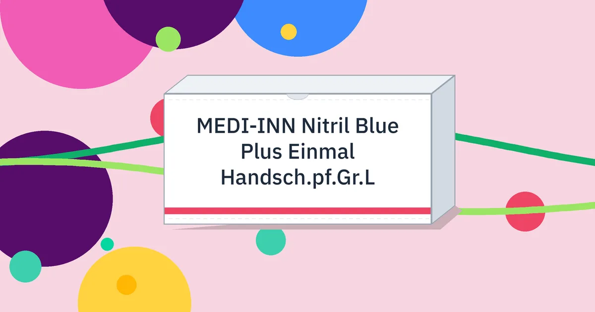 Symbolbild: Packung mit der Aufschrift MEDI-INN Nitril Blue Plus Einmal Handsch.pf.Gr.L (PZN 04788746) – Verfügbarkeit und Bezug in Apotheken in Frankfurt am Main