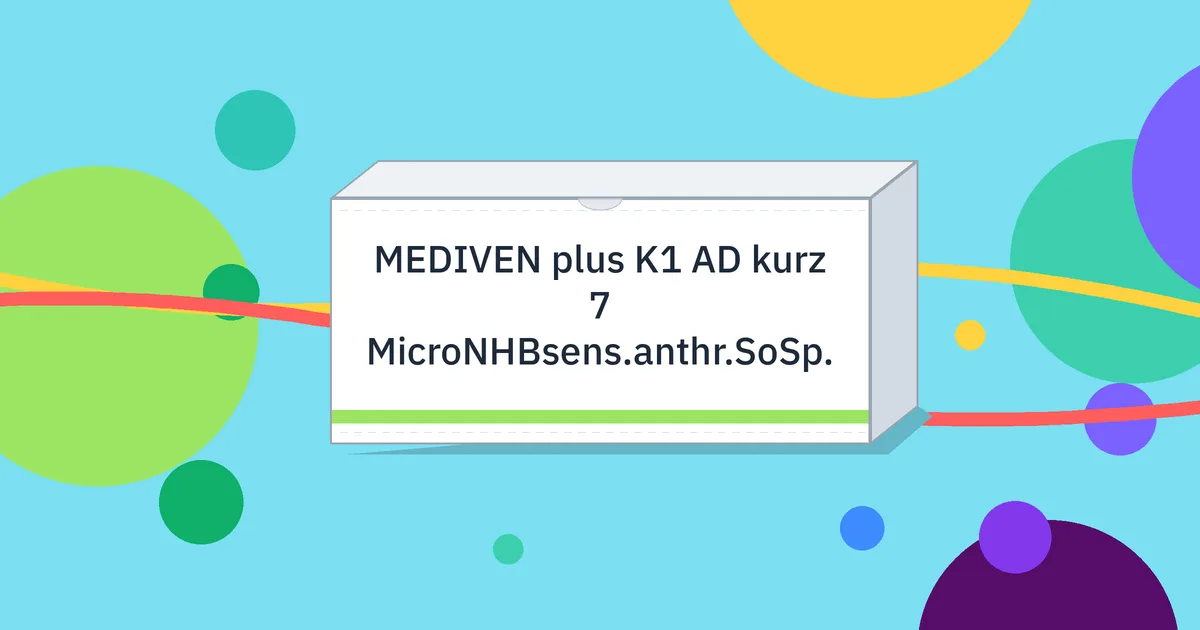 Symbolbild: Packung mit der Aufschrift MEDIVEN plus K1 AD kurz 7 MicroNHBsens.anthr.SoSp. (PZN 15906350) – Verfügbarkeit und Bezug in Apotheken in Frankfurt am Main