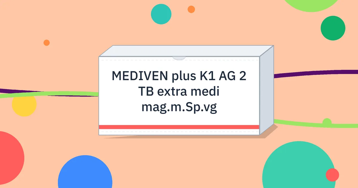 Symbolbild: Packung mit der Aufschrift MEDIVEN plus K1 AG 2 TB extra medi mag.m.Sp.vg (PZN 15062946) – Verfügbarkeit und Bezug in Apotheken in Frankfurt am Main