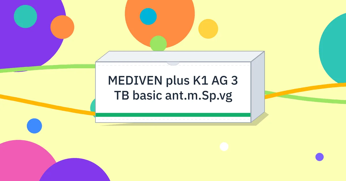 Symbolbild: Packung mit der Aufschrift MEDIVEN plus K1 AG 3 TB basic ant.m.Sp.vg (PZN 15057000) – Verfügbarkeit und Bezug in Apotheken in Frankfurt am Main