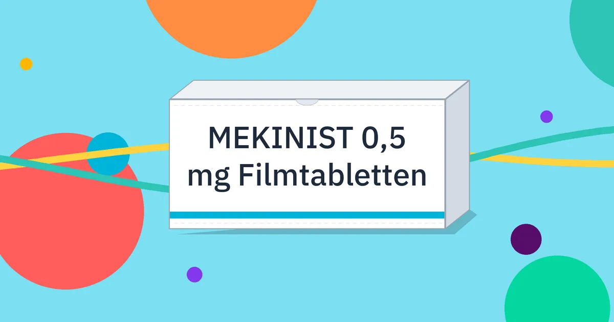 Symbolbild: Packung mit der Aufschrift MEKINIST 0,5 mg Filmtabletten (PZN 11295429) – Verfügbarkeit und Bezug in Apotheken in Frankfurt am Main