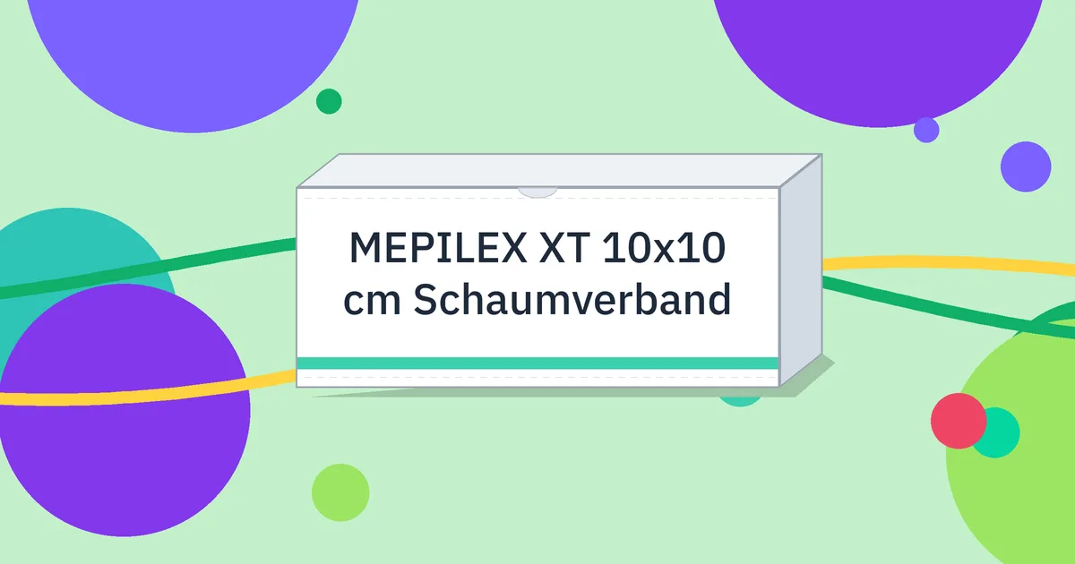 Symbolbild: Packung mit der Aufschrift MEPILEX XT 10x10 cm Schaumverband (PZN 18063254) – Verfügbarkeit und Bezug in Apotheken in Frankfurt am Main