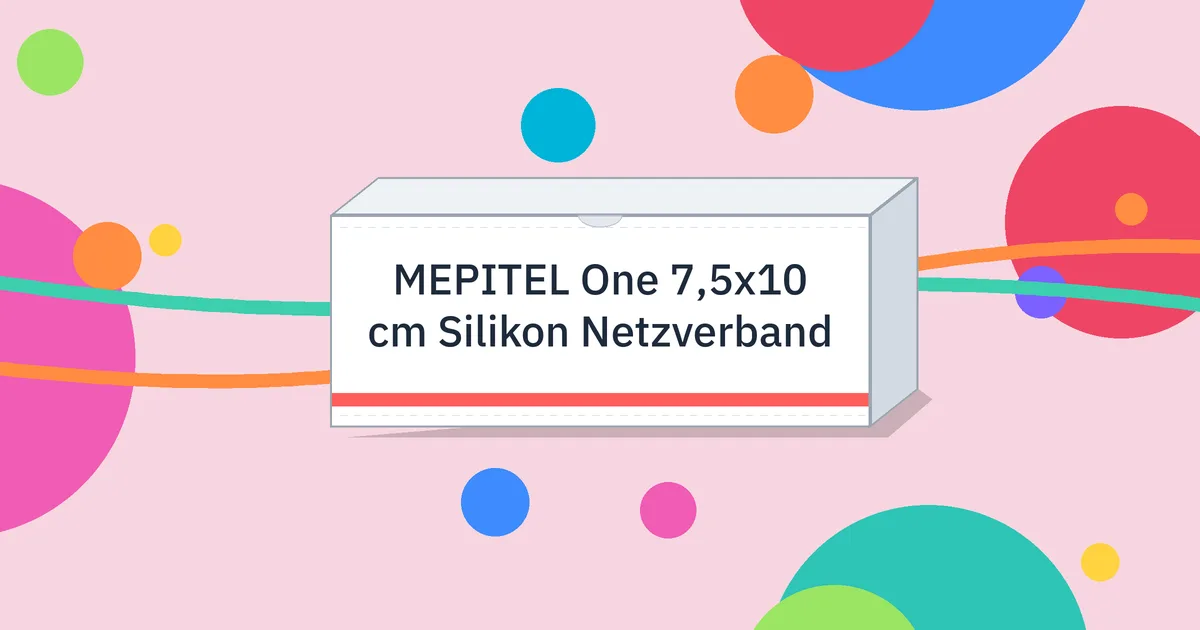Symbolbild: Packung mit der Aufschrift MEPITEL One 7,5x10 cm Silikon Netzverband (PZN 09244005) – Verfügbarkeit und Bezug in Apotheken in Frankfurt am Main