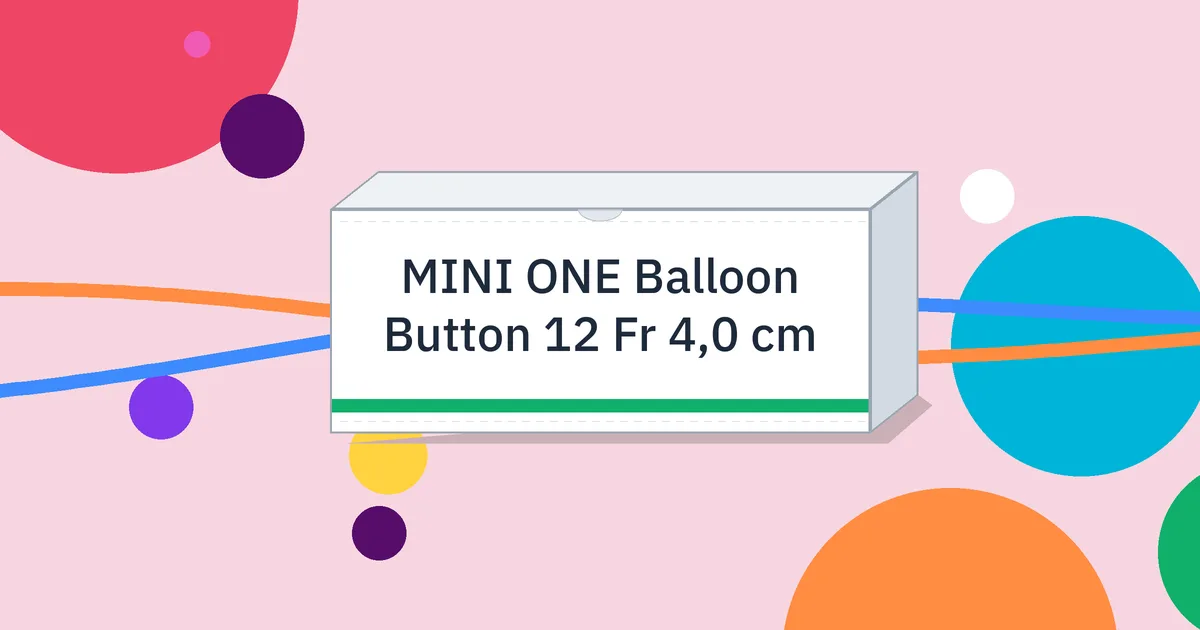 Symbolbild: Packung mit der Aufschrift MINI ONE Balloon Button 12 Fr 4,0 cm (PZN 14341839) – Verfügbarkeit und Bezug in Apotheken in Frankfurt am Main