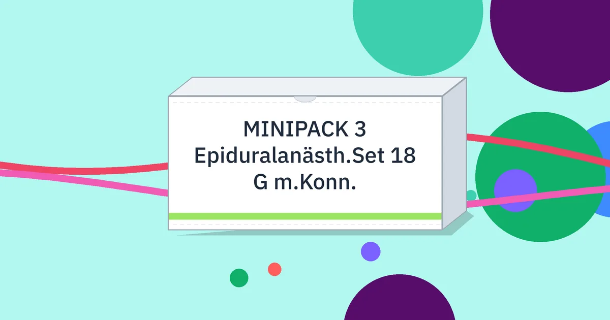 Symbolbild: Packung mit der Aufschrift MINIPACK 3 Epiduralanästh.Set 18 G m.Konn. (PZN 02381130) – Verfügbarkeit und Bezug in Apotheken in Frankfurt am Main