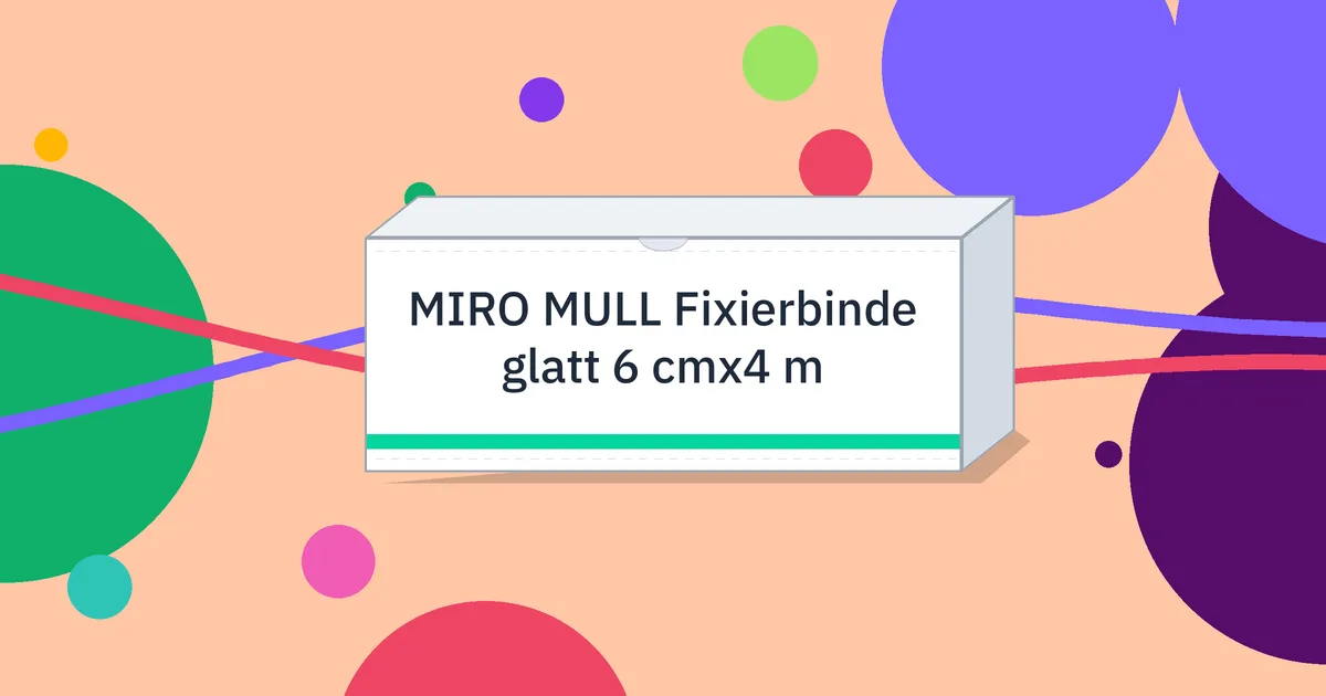 Symbolbild: Packung mit der Aufschrift MIRO MULL Fixierbinde glatt 6 cmx4 m (PZN 06854743) – Verfügbarkeit und Bezug in Apotheken in Frankfurt am Main