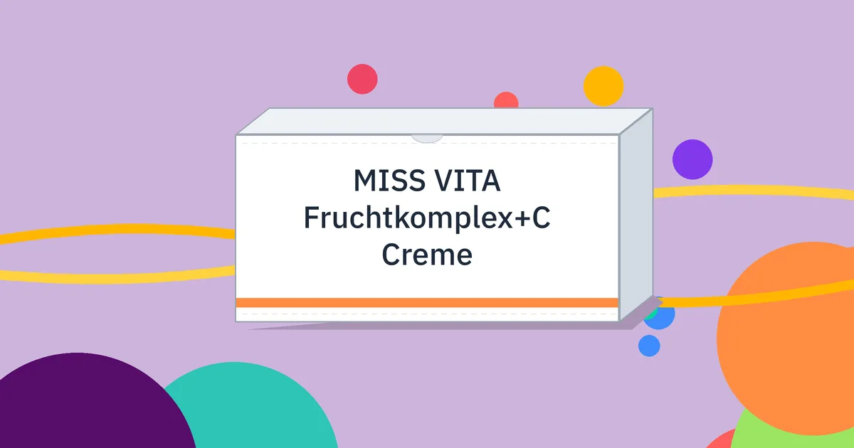 Symbolbild: Packung mit der Aufschrift MISS VITA Fruchtkomplex+C Creme (PZN 17584985) – Verfügbarkeit und Bezug in Apotheken in Frankfurt am Main
