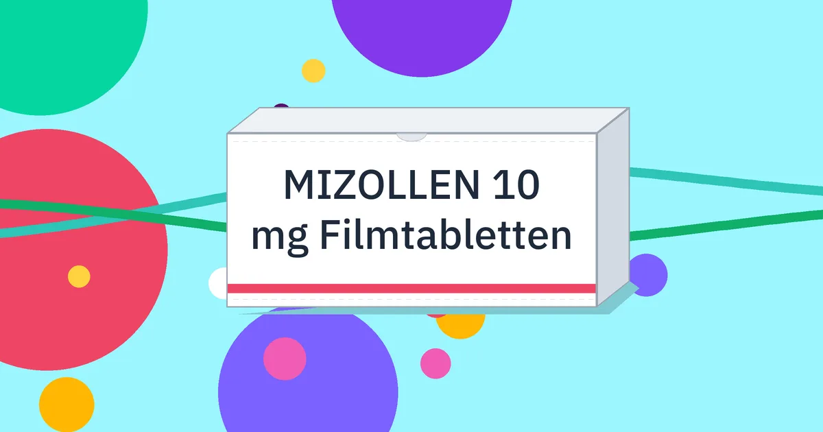 Symbolbild: Packung mit der Aufschrift MIZOLLEN 10 mg Filmtabletten (PZN 01588627) – Verfügbarkeit und Bezug in Apotheken in Frankfurt am Main