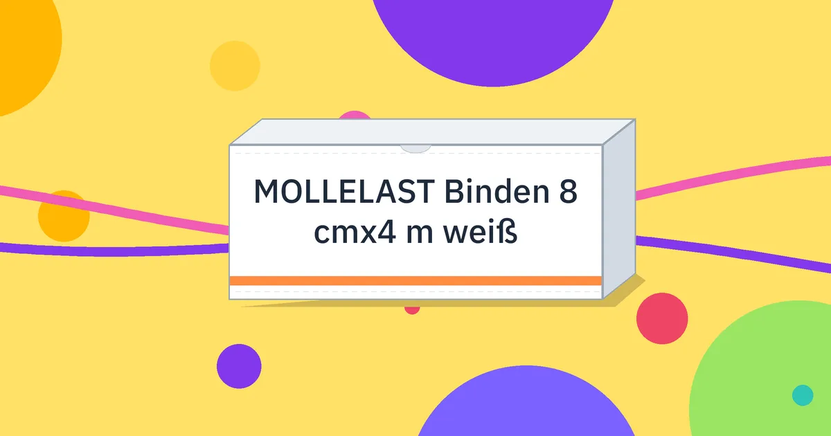Symbolbild: Packung mit der Aufschrift MOLLELAST Binden 8 cmx4 m weiß (PZN 04781508) – Verfügbarkeit und Bezug in Apotheken in Frankfurt am Main