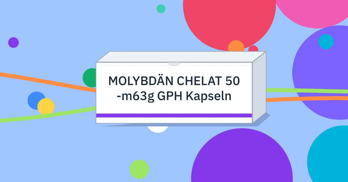 Symbolbild: Packung mit der Aufschrift MOLYBDÄN CHELAT 50 -m63g GPH Kapseln (PZN 10190622) – Verfügbarkeit und Bezug in Apotheken in Frankfurt am Main