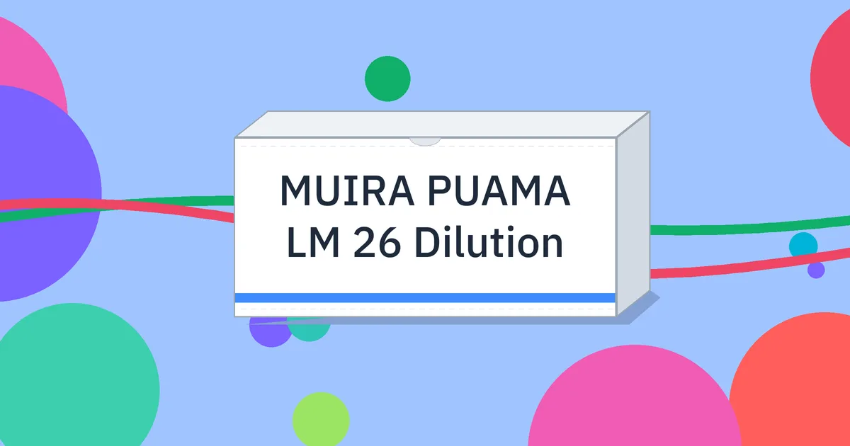 Symbolbild: Packung mit der Aufschrift MUIRA PUAMA LM 26 Dilution (PZN 13611372) – Verfügbarkeit und Bezug in Apotheken in Frankfurt am Main