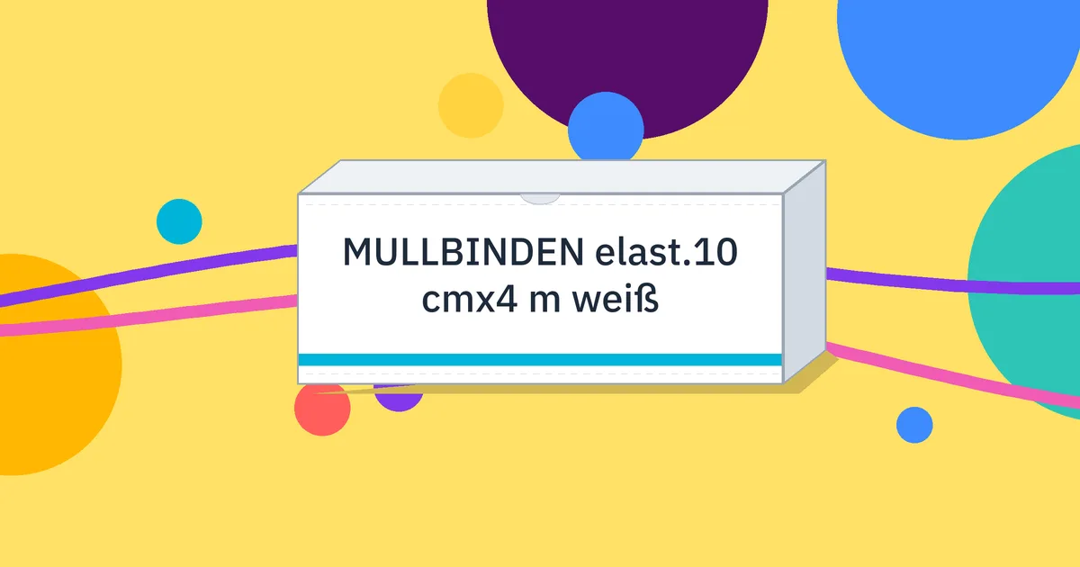 Symbolbild: Packung mit der Aufschrift MULLBINDEN elast.10 cmx4 m weiß (PZN 01720736) – Verfügbarkeit und Bezug in Apotheken in Frankfurt am Main