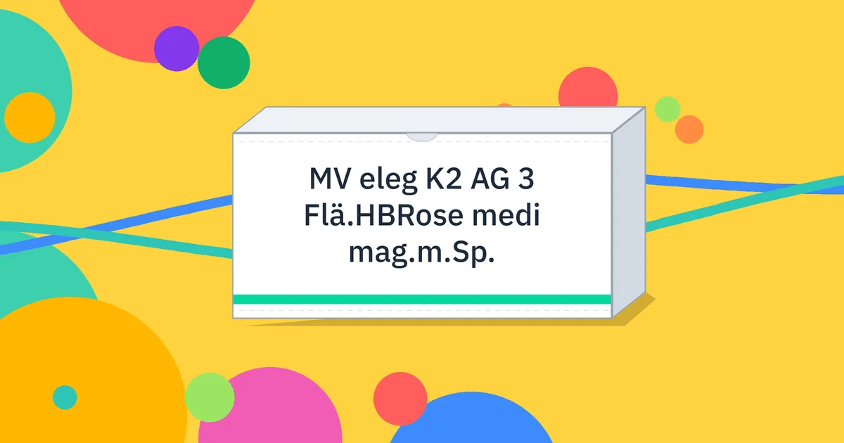 Symbolbild: Packung mit der Aufschrift MV eleg K2 AG 3 Flä.HBRose medi mag.m.Sp. (PZN 15718200) – Verfügbarkeit und Bezug in Apotheken in Frankfurt am Main