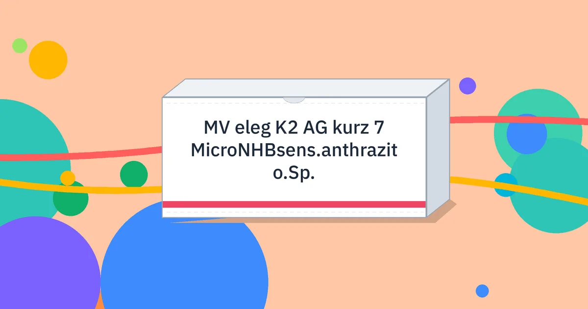 Symbolbild: Packung mit der Aufschrift MV eleg K2 AG kurz 7 MicroNHBsens.anthrazit o.Sp. (PZN 16071060) – Verfügbarkeit und Bezug in Apotheken in Frankfurt am Main