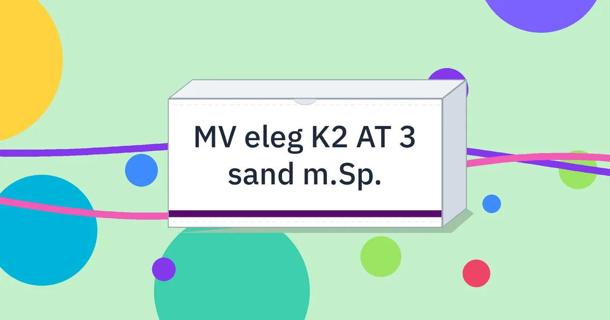 Symbolbild: Packung mit der Aufschrift MV eleg K2 AT 3 sand m.Sp. (PZN 18922869) – Verfügbarkeit und Bezug in Apotheken in Frankfurt am Main