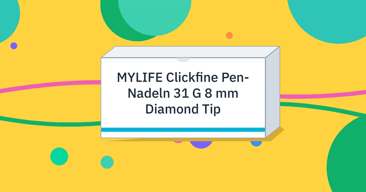 Symbolbild: Packung mit der Aufschrift MYLIFE Clickfine Pen-Nadeln 31 G 8 mm Diamond Tip (PZN 17897193) – Verfügbarkeit und Bezug in Apotheken in Frankfurt am Main
