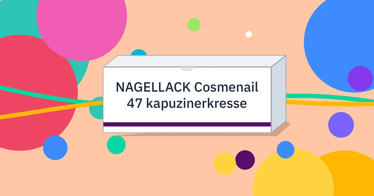 Symbolbild: Packung mit der Aufschrift NAGELLACK Cosmenail 47 kapuzinerkresse (PZN 11687974) – Verfügbarkeit und Bezug in Apotheken in Frankfurt am Main