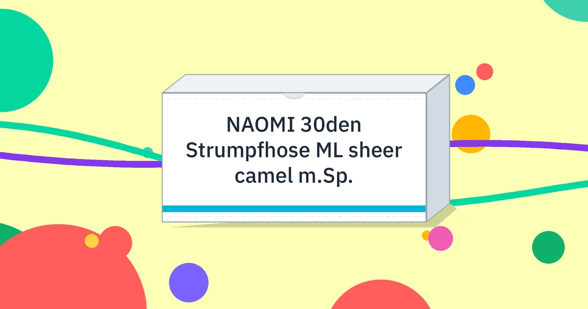 Symbolbild: Packung mit der Aufschrift NAOMI 30den Strumpfhose ML sheer camel m.Sp. (PZN 16179047) – Verfügbarkeit und Bezug in Apotheken in Frankfurt am Main