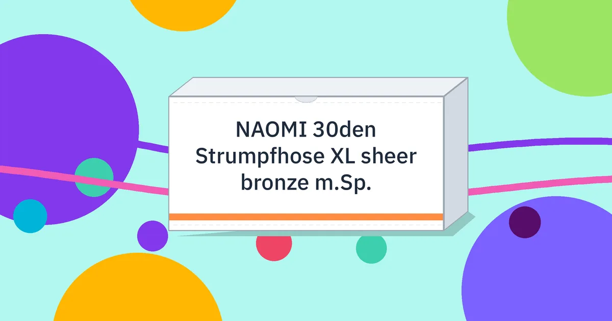 Symbolbild: Packung mit der Aufschrift NAOMI 30den Strumpfhose XL sheer bronze m.Sp. (PZN 16178941) – Verfügbarkeit und Bezug in Apotheken in Frankfurt am Main