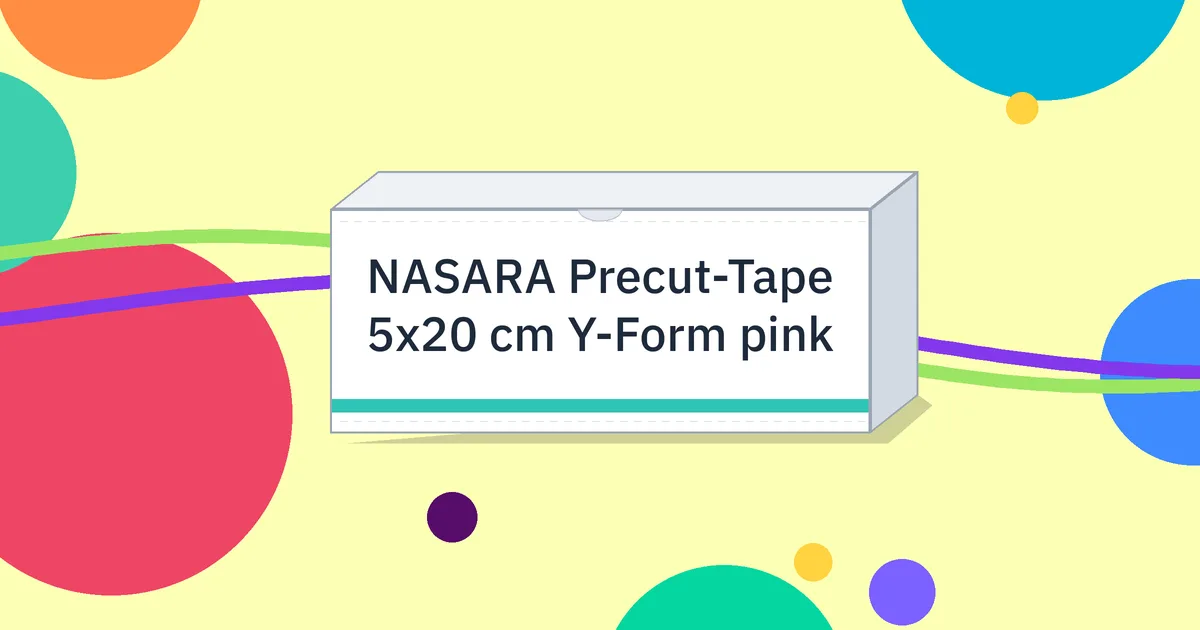 Symbolbild: Packung mit der Aufschrift NASARA Precut-Tape 5x20 cm Y-Form pink (PZN 10315360) – Verfügbarkeit und Bezug in Apotheken in Frankfurt am Main