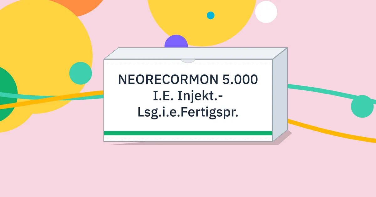Symbolbild: Packung mit der Aufschrift NEORECORMON 5.000 I.E. Injekt.-Lsg.i.e.Fertigspr. (PZN 08778093) – Verfügbarkeit und Bezug in Apotheken in Frankfurt am Main