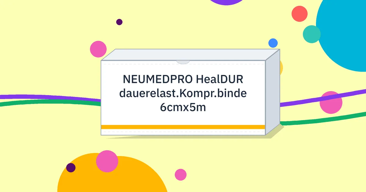 Symbolbild: Packung mit der Aufschrift NEUMEDPRO HealDUR dauerelast.Kompr.binde 6cmx5m (PZN 19553902) – Verfügbarkeit und Bezug in Apotheken in Frankfurt am Main