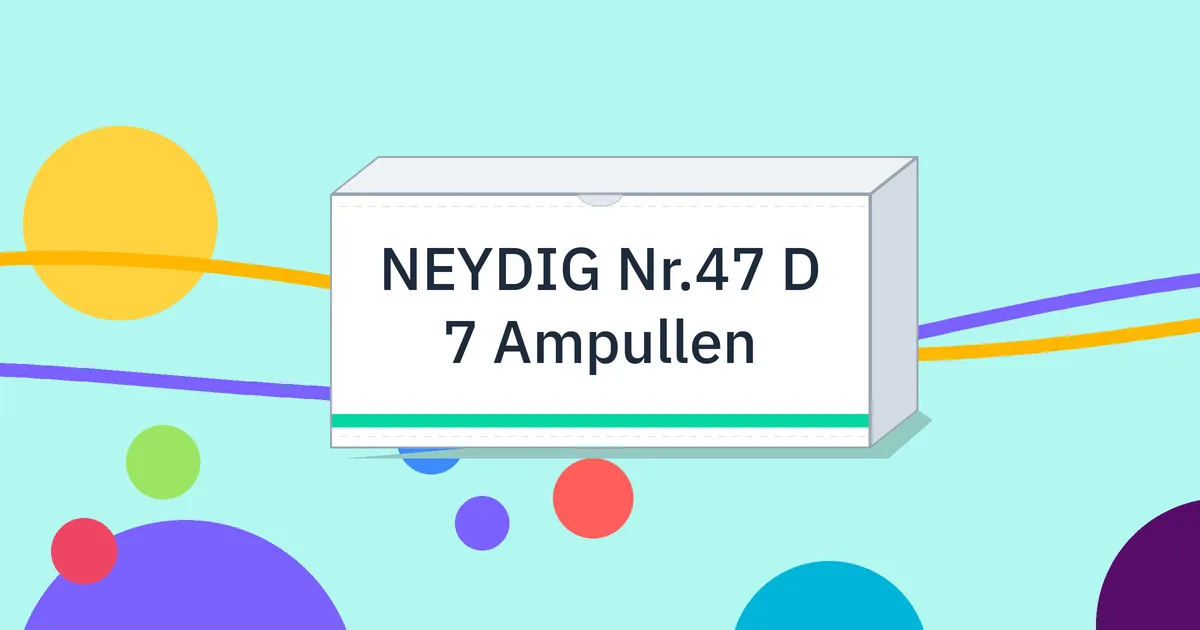 Symbolbild: Packung mit der Aufschrift NEYDIG Nr.47 D 7 Ampullen (PZN 06486914) – Verfügbarkeit und Bezug in Apotheken in Frankfurt am Main