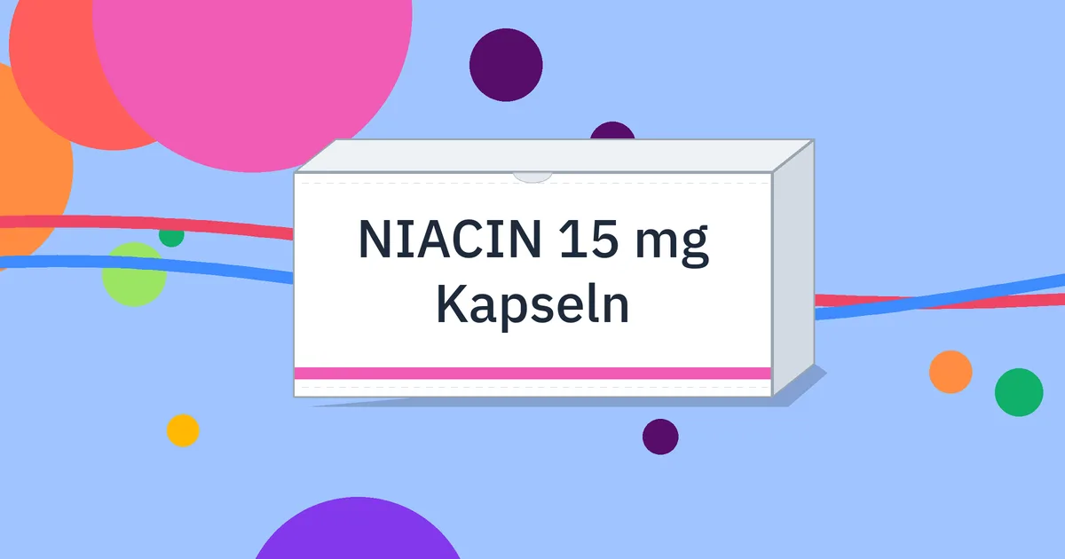 Symbolbild: Packung mit der Aufschrift NIACIN 15 mg Kapseln (PZN 00120721) – Verfügbarkeit und Bezug in Apotheken in Frankfurt am Main