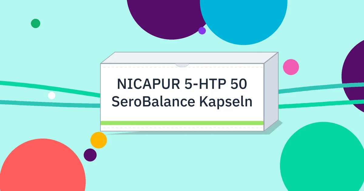 Symbolbild: Packung mit der Aufschrift NICAPUR 5-HTP 50 SeroBalance Kapseln (PZN 14411652) – Verfügbarkeit und Bezug in Apotheken in Frankfurt am Main
